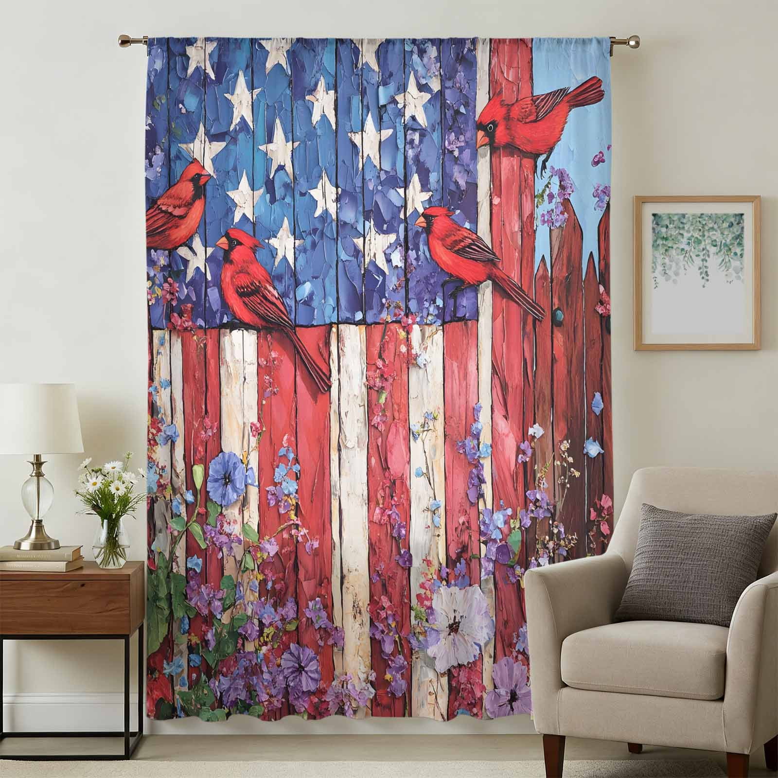 American Flag Sheer Curtains 72 Inches Long, Red Blue Star Stripe ...