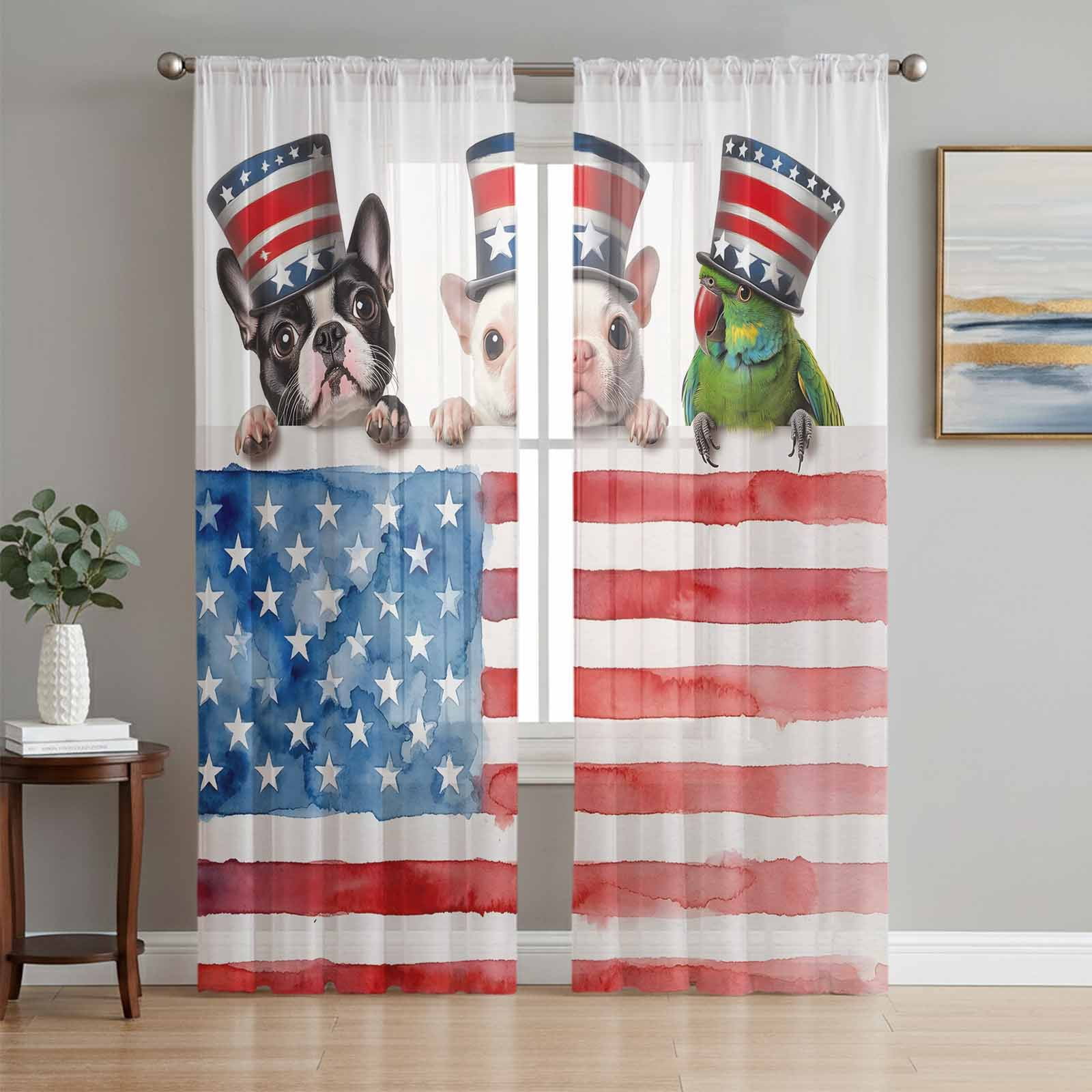 American Flag Sheer Curtains for Living Room Bedroom 250th Anniversary ...