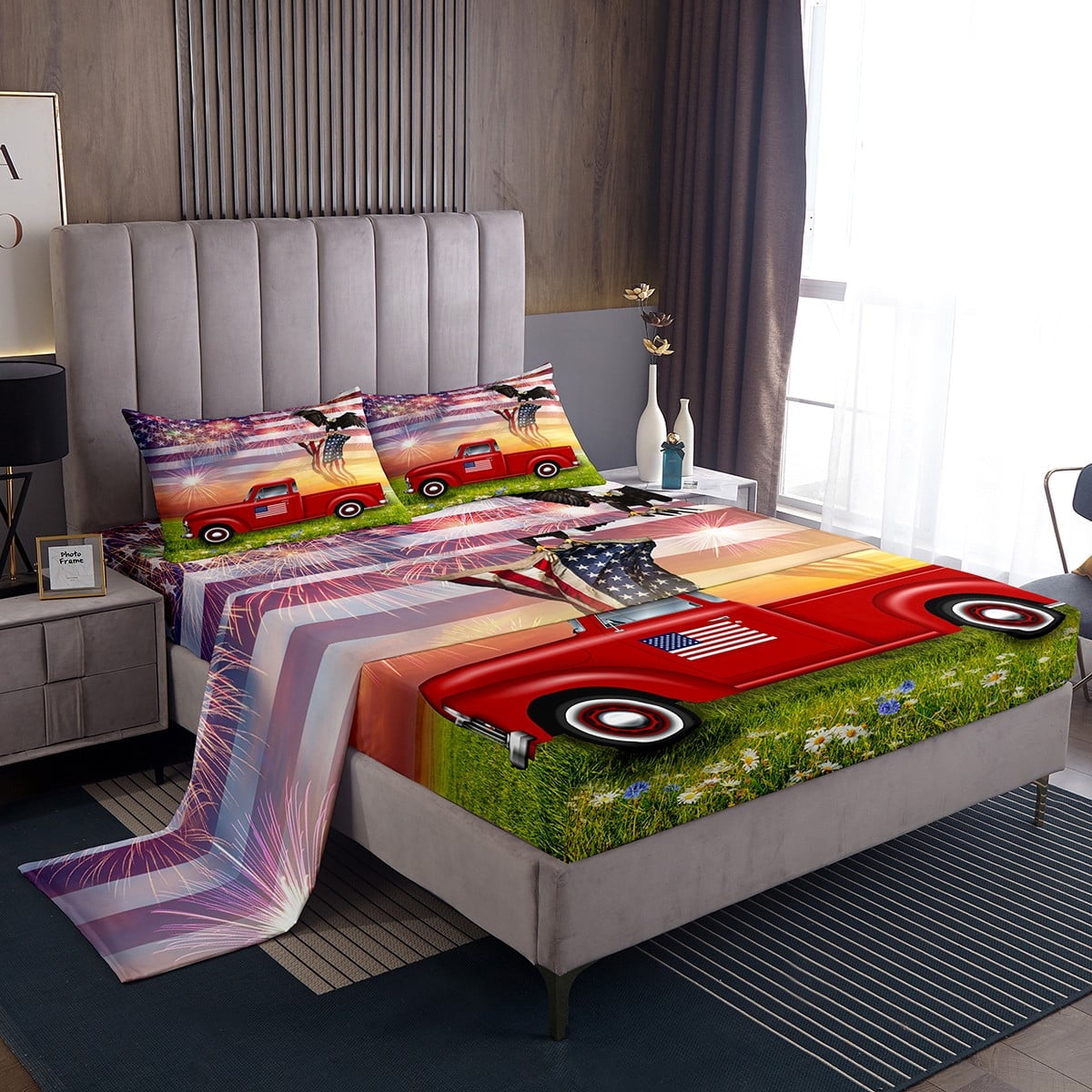 American Flag Sheets Usa Cartoon Car Sheet Set King, Independent ...