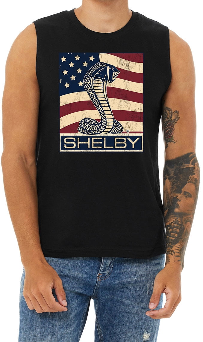 American Flag Shelby Cobra Ford Mustang T-shirt Mens Cut Off Shirts ...