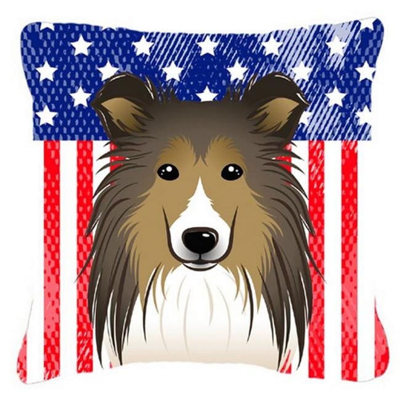 American Flag & Sheltie Fabric Decorative Pillow - 18 x 3 x 18 in ...