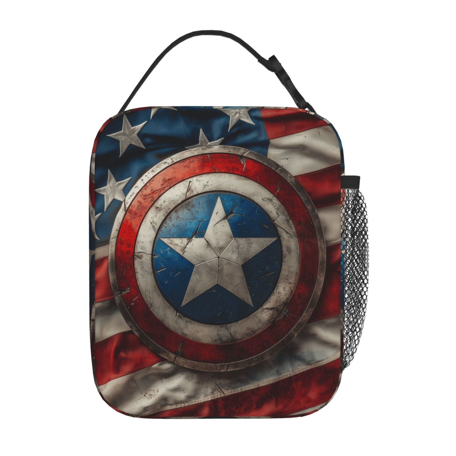 American Flag Shield Lunch Bag Tote Bag Portable Insulated Lunch Box ...