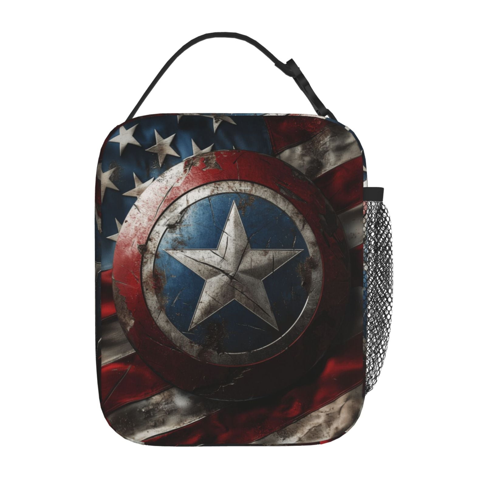 American Flag Shield Lunch Bag Tote Bag Portable Insulated Lunch Box ...