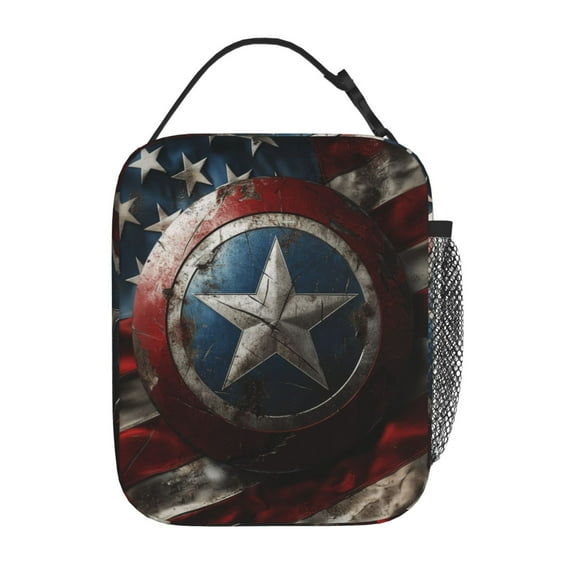 American Flag Shield Lunch Bag Tote Bag Portable Insulated Lunch Box ...