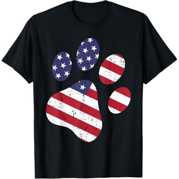 American Flag Shirt Dog Paw Print Graphic Dog Mom Gift Unisex Cotton T ...
