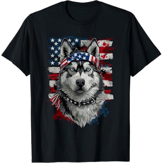 American Flag Shirt Husky Dog Patriotic Graphic Dog Dad Gift Unisex ...