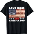 American Flag Shirt Love Dogs America Paw Print Graphic Dog Dad Gift ...