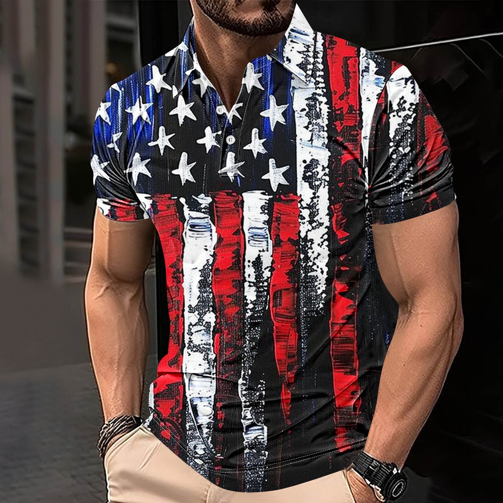 American Flag Shirt Mens Mens Independence Day Shirt Red White and Blue ...