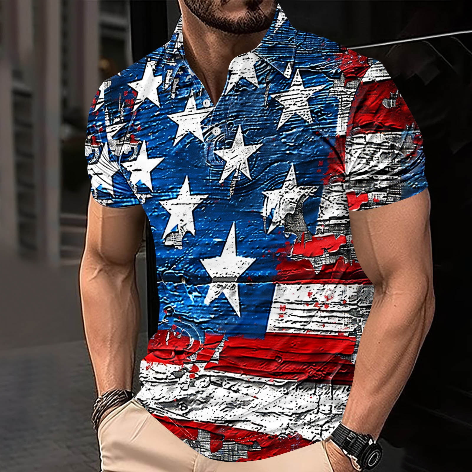 American Flag Shirt Mens Mens Independence Day Shirt Red White and Blue ...