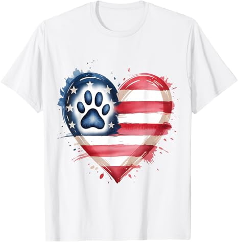 American Flag Shirt Paw Print Heart Graphic Independence Day Outfit ...