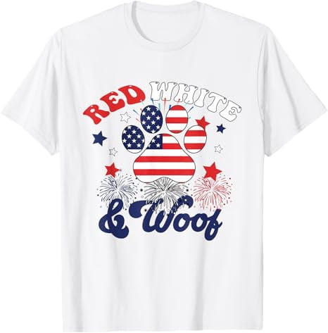 American Flag Shirt Red White and Woof Dog Graphic Dog Mom Gift Unisex ...