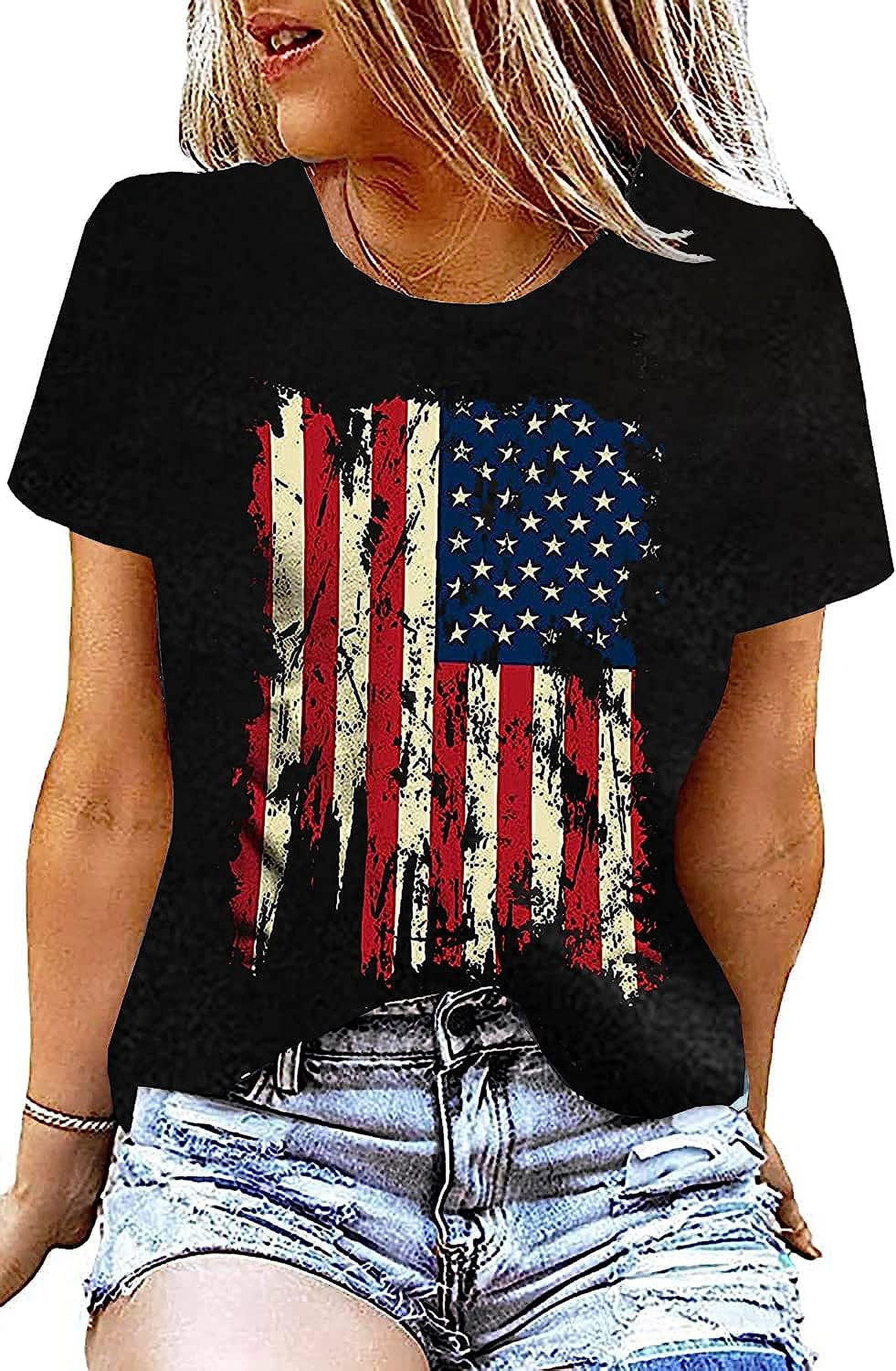 American Flag Shirt Women 4th Of July Patriotic T Shirt Star Stripes