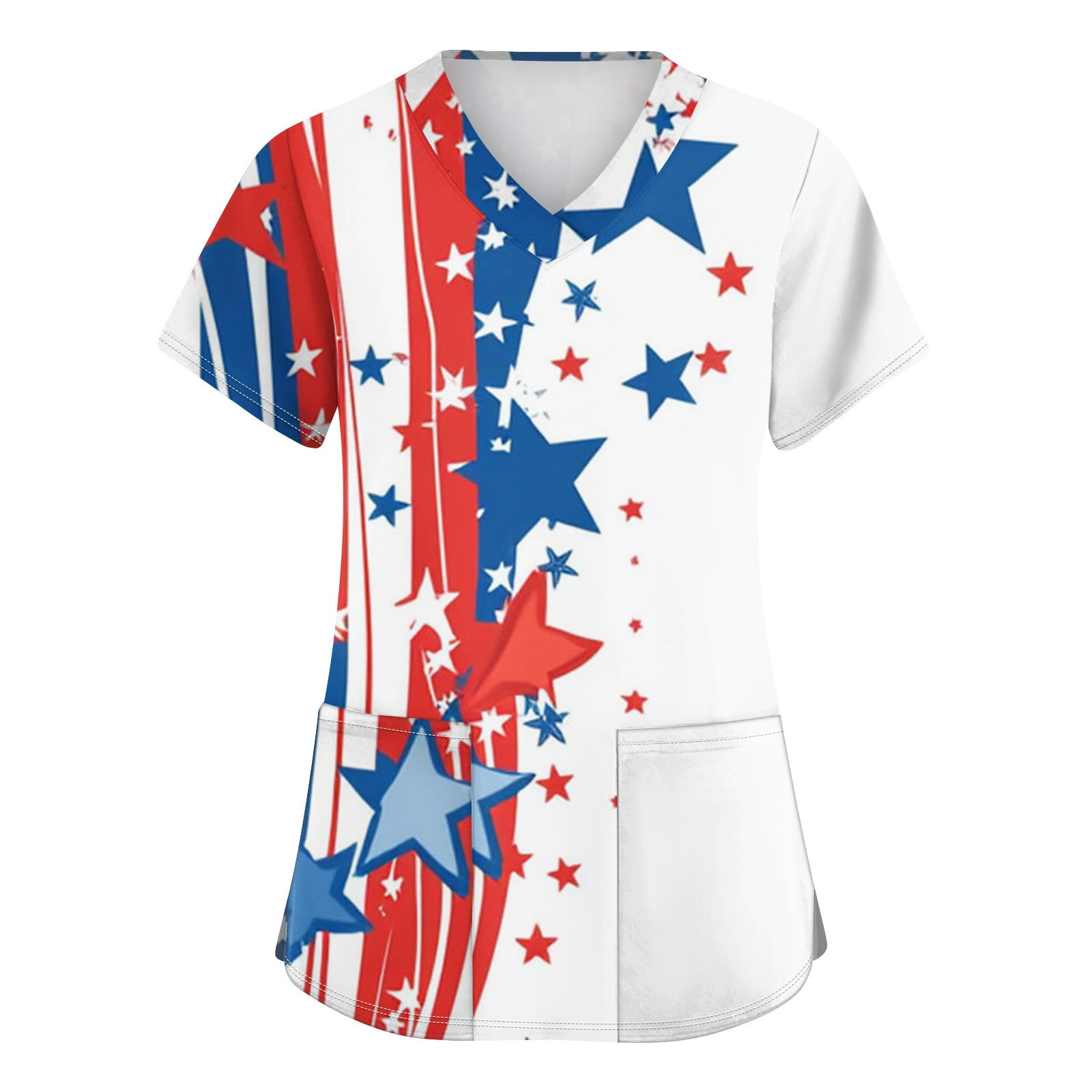 American Flag Shirt Women,July 4Th Celebration Nursing Uniforms Women'S ...