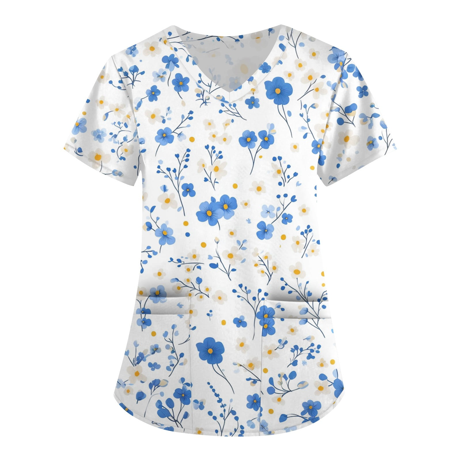 Scrubs For Women Tops, Scrubs Floral V Neck Short Sleeve Plus Size ...
