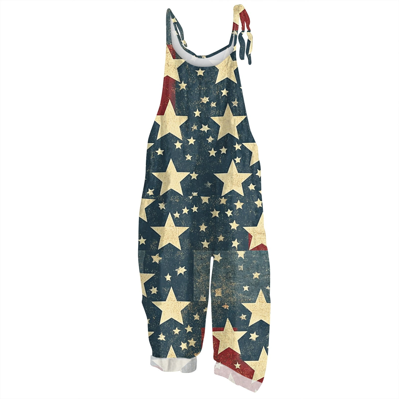 American Flag Shirt Women Usa Flag Summer Pants Square-Neck Spaghetti Strap Jumpsuit Stars ...