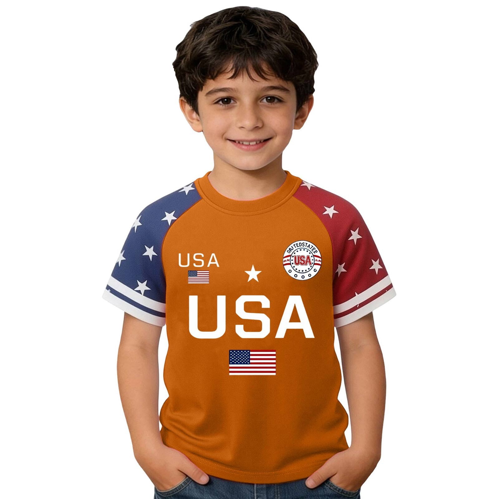 American Flag Shirt for Boys Regular Fit Casual 250 Anniversary T-Shirt ...