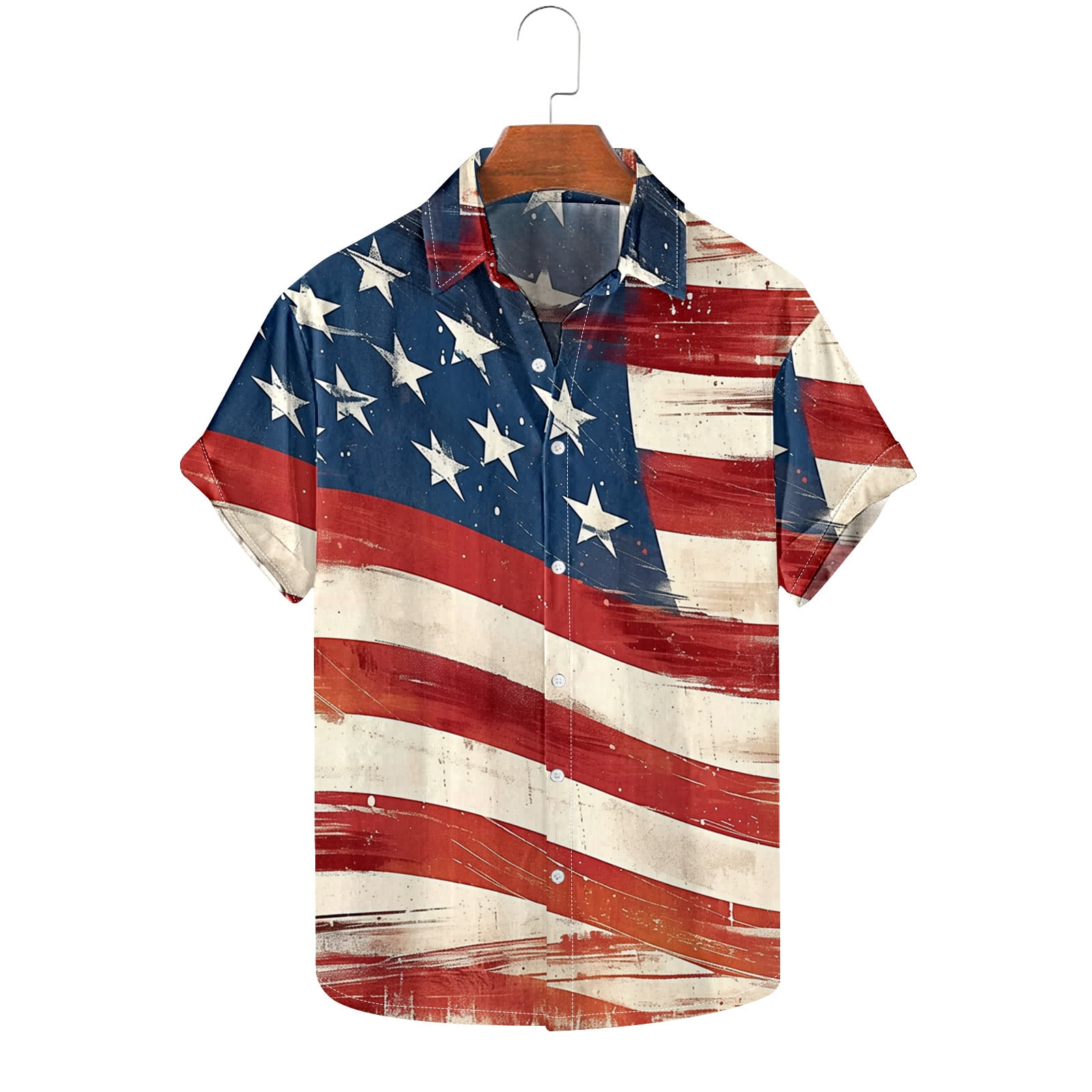 American Flag Shirts for Men Patriotic Shirt Mens Red White and Blue ...