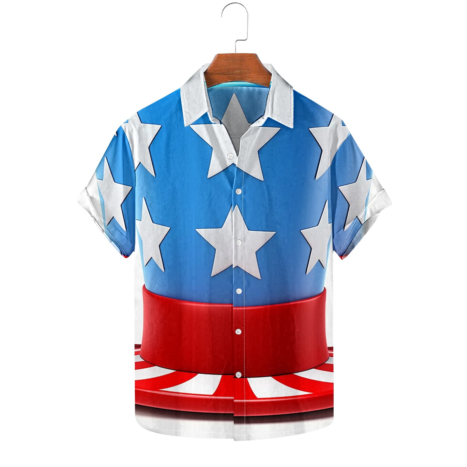 American Flag Shirts for Men Patriotic Shirt Mens Red White and Blue ...