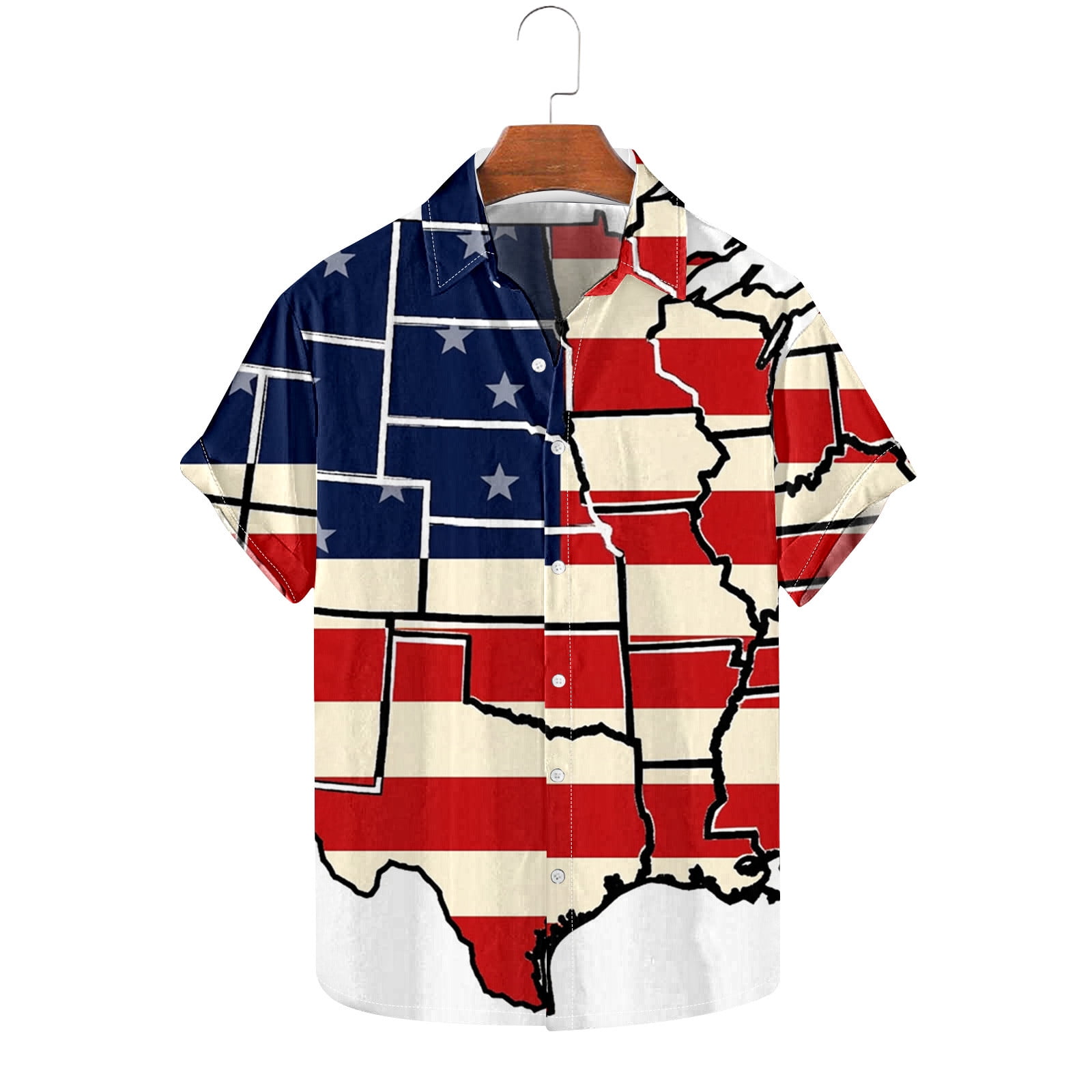 American Flag Shirts for Men Patriotic Shirt Mens Red White and Blue ...