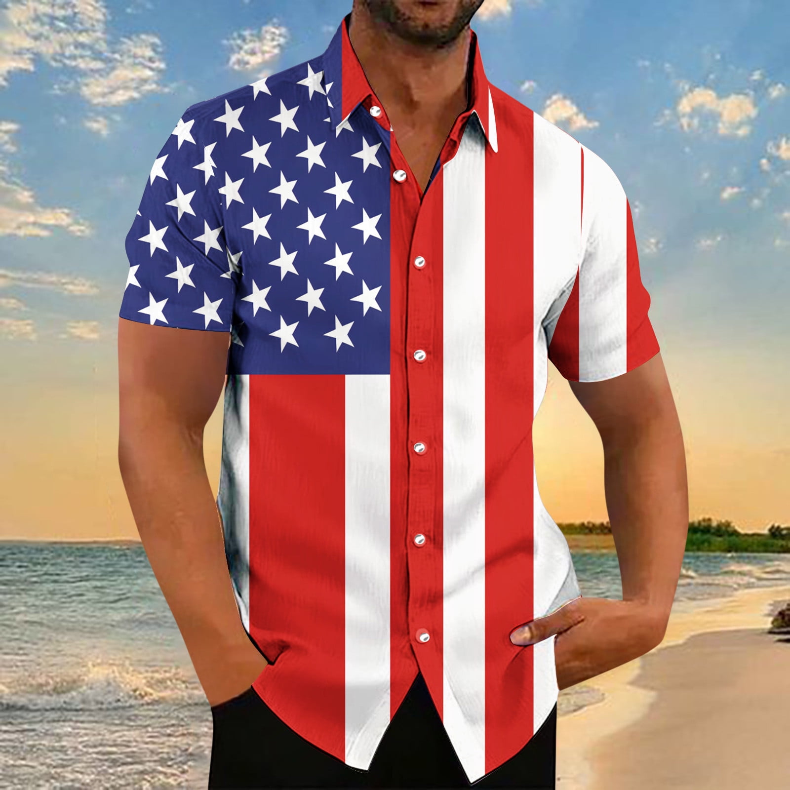 American Flag Shirts Mens Patriotic Shirt Men Red White and Blue Shirts ...