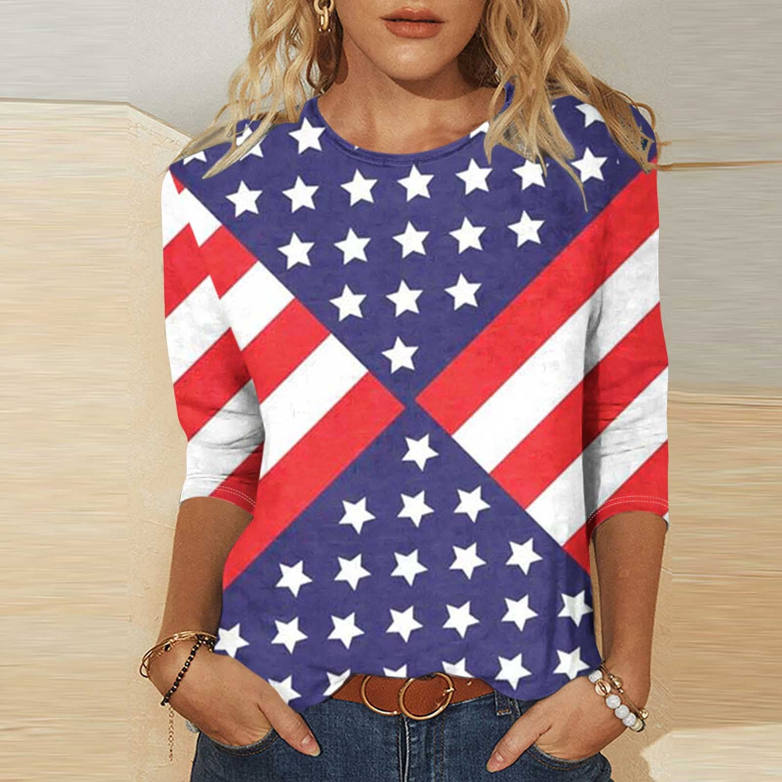 American Flag Shirts Women Red White and Blue Shirts Women American ...