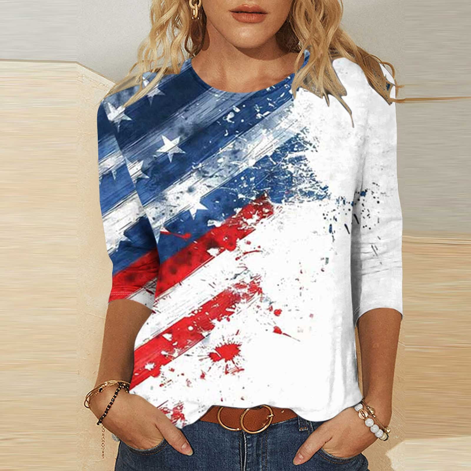American Flag Shirts Women Red White and Blue Shirts Women American ...