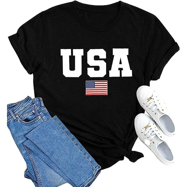 American Flag Shirts For Women 4th Of July T Shirt Usa Print Patriotic