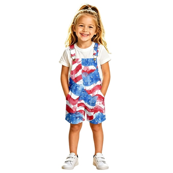 American Flag Short Overalls, 250th Anniversary Denim Bib Romper, 4th ...
