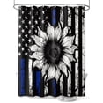 American Flag Shower Curtain 60"W x 72"L Vintage Sunflowers Navy Blue ...