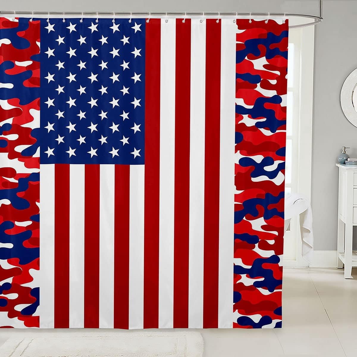 American Flag Shower Curtain 72"Wx84"L Red Camouflage Bathtubs Set for ...