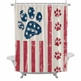American Flag Shower Curtain, Country US Flag Patriotic Paw Prints ...