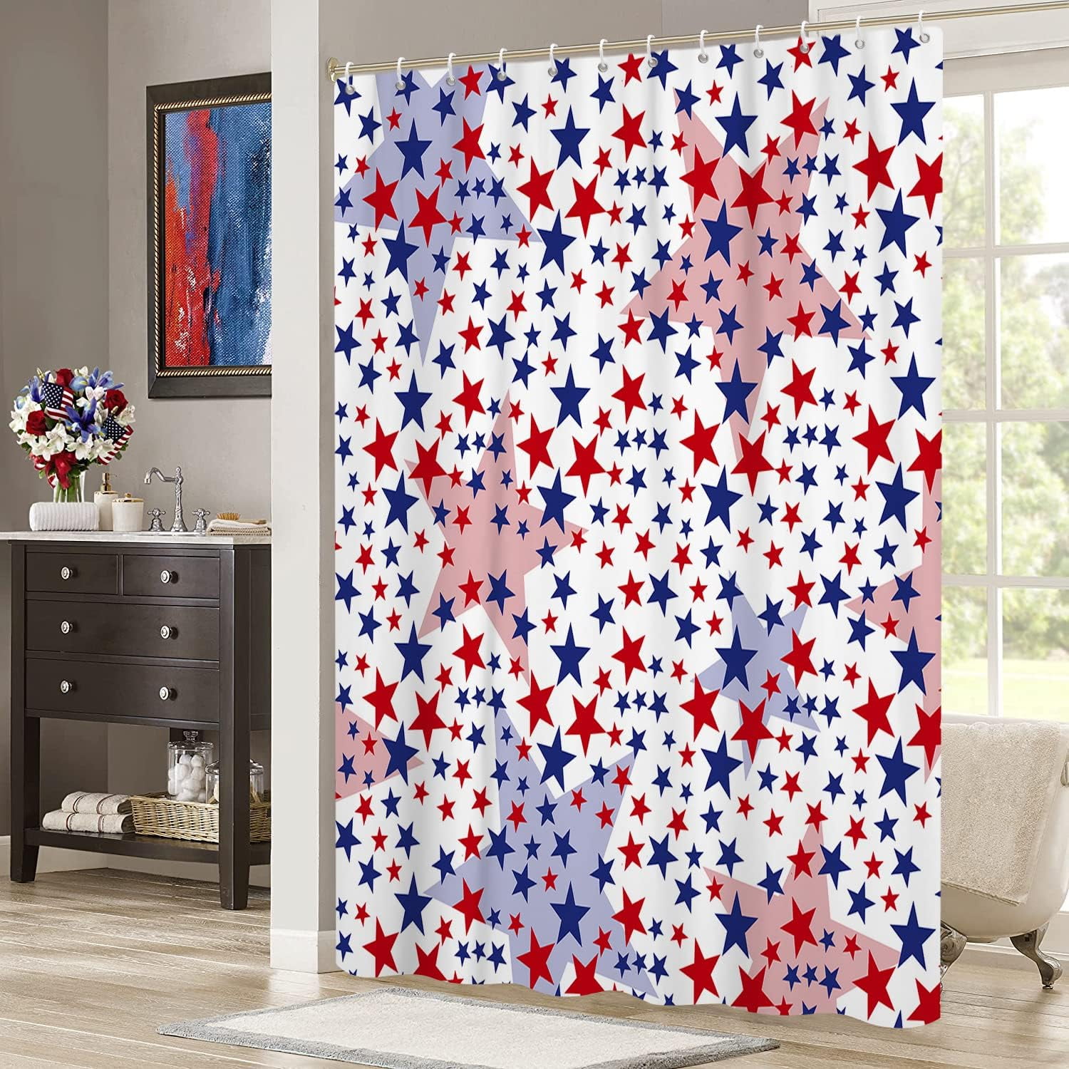 American Flag Shower Curtain, Happy Fourth of July Independence ...