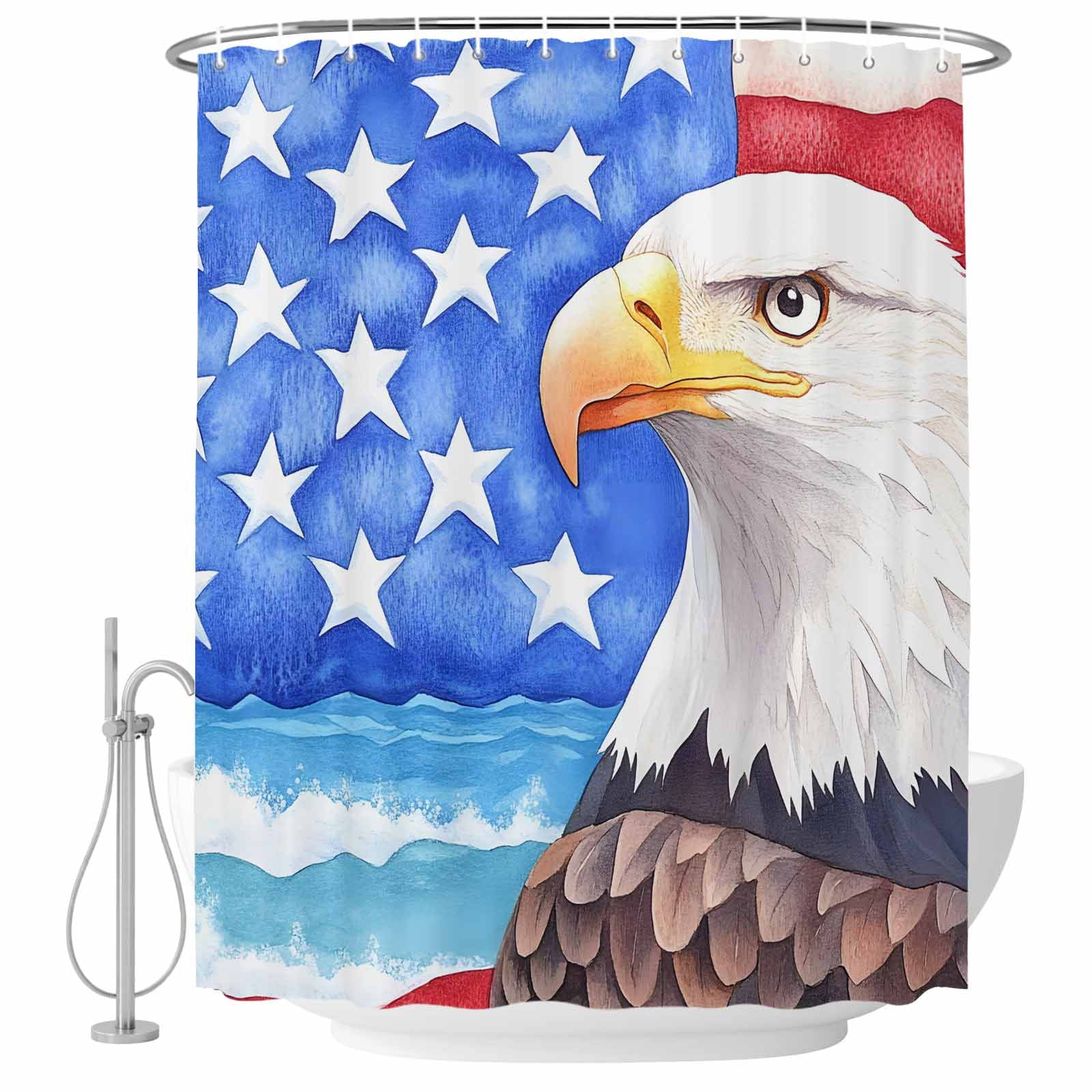 American Flag Shower Curtain Set - Extra Long 72" x 96" Washable ...