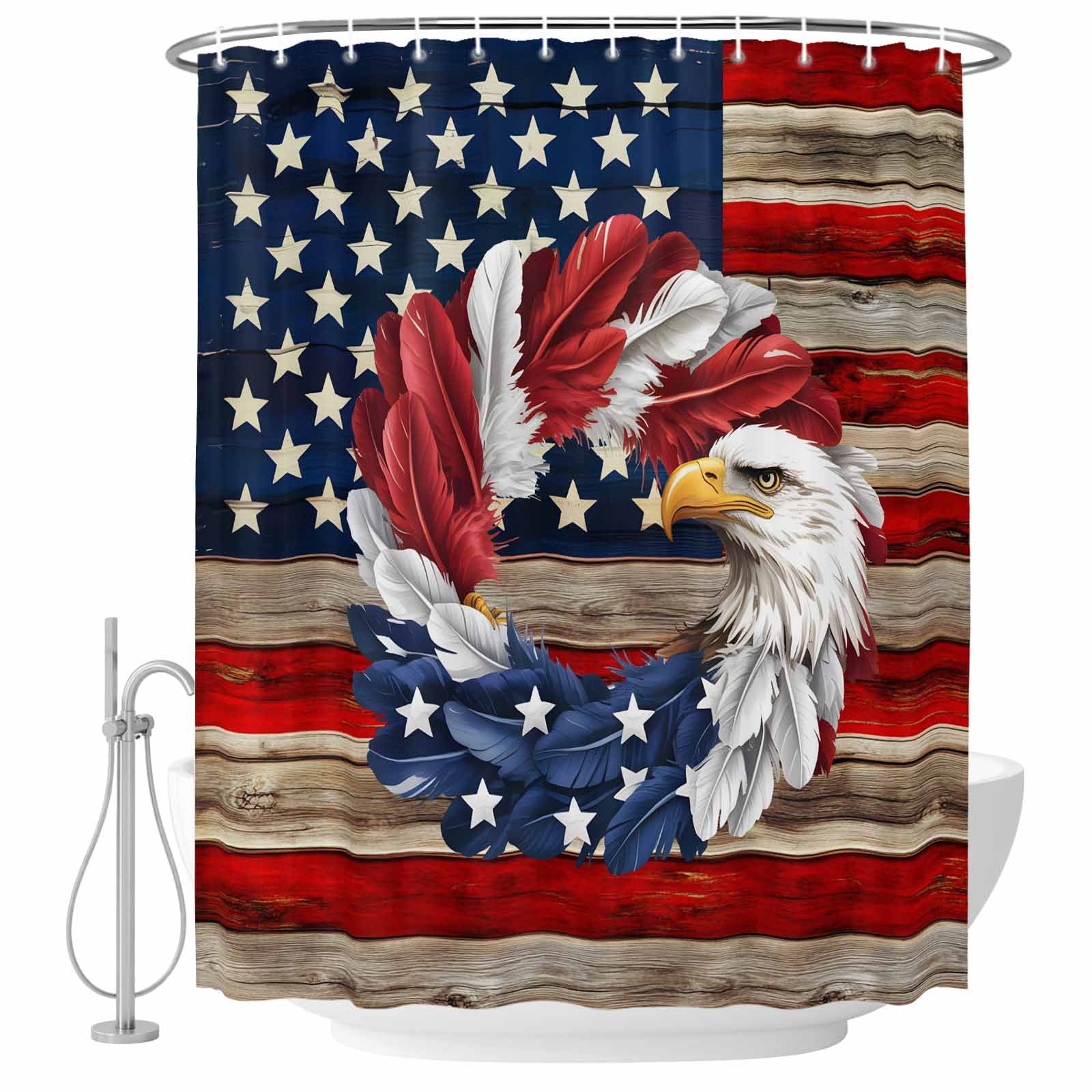 American Flag Shower Curtain, Waterproof Shower Curtains for Bathroom ...