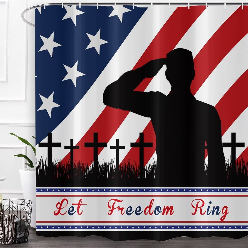 American Flag Shower Curtains, United States USA Military Soldiers 4TH ...