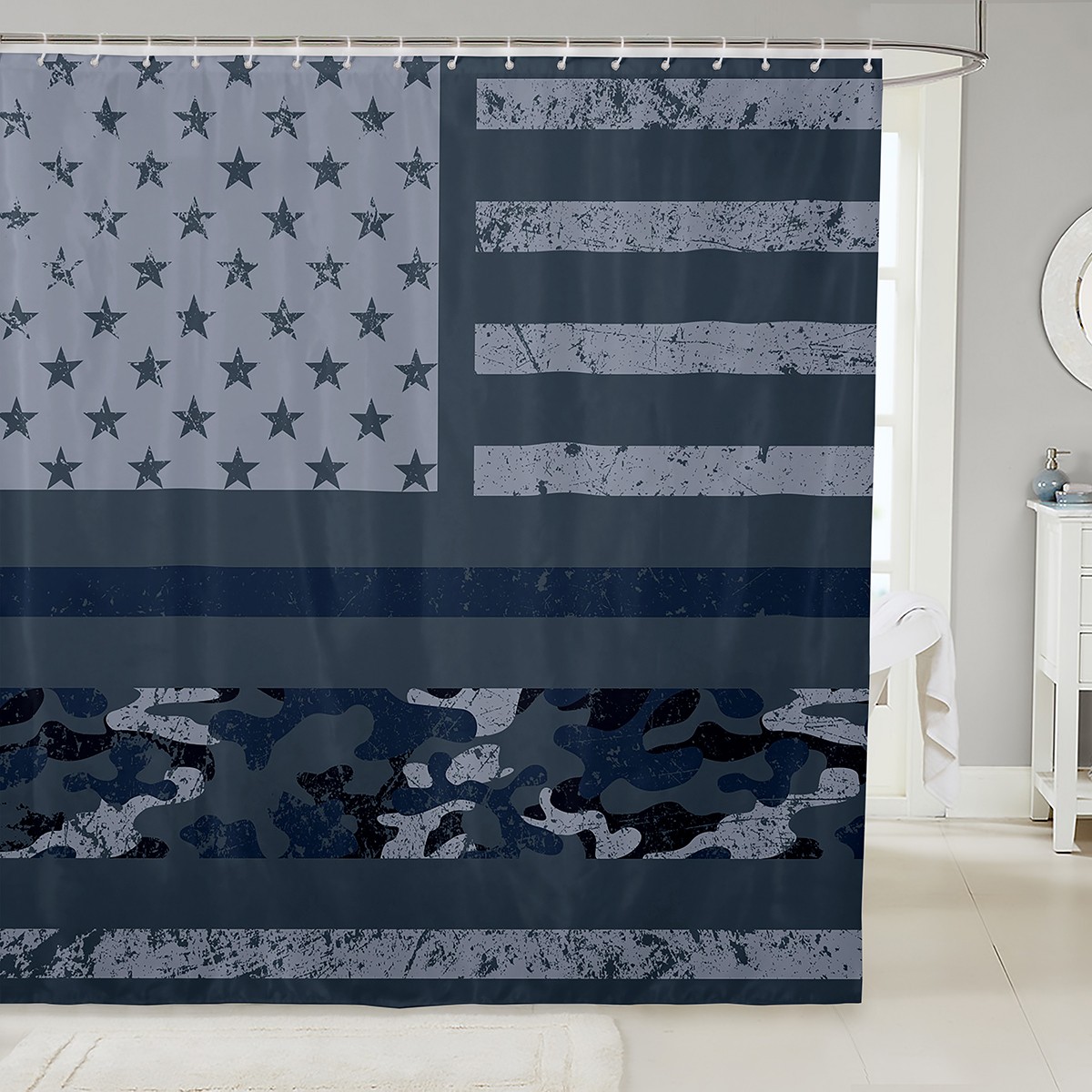 American Flag Shower Curtain Camo Usa Flag Pattern Shower Curtain ...