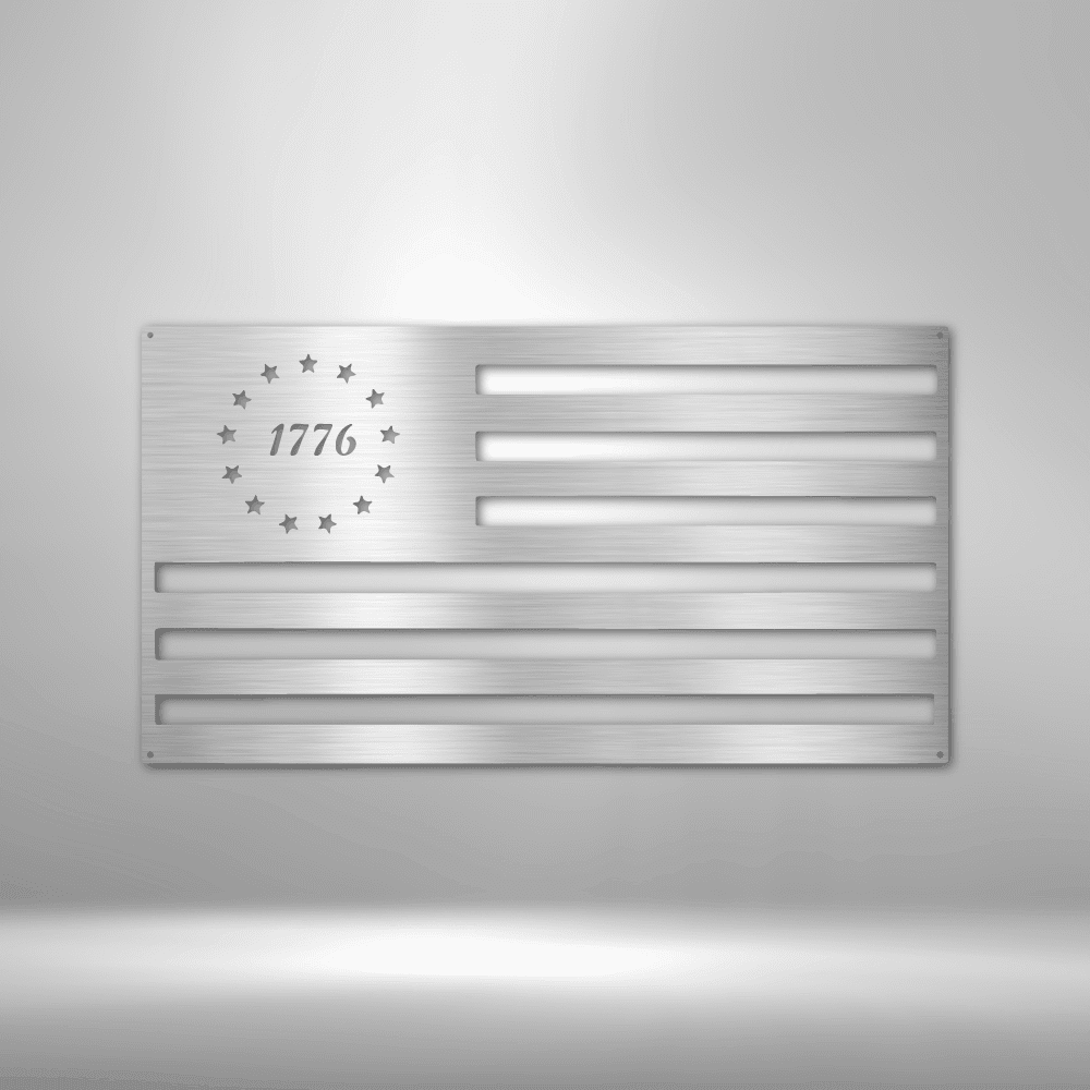 American Flag Sign 1776 Flag Steel Sign Laser Cut Powder Coated Home ...