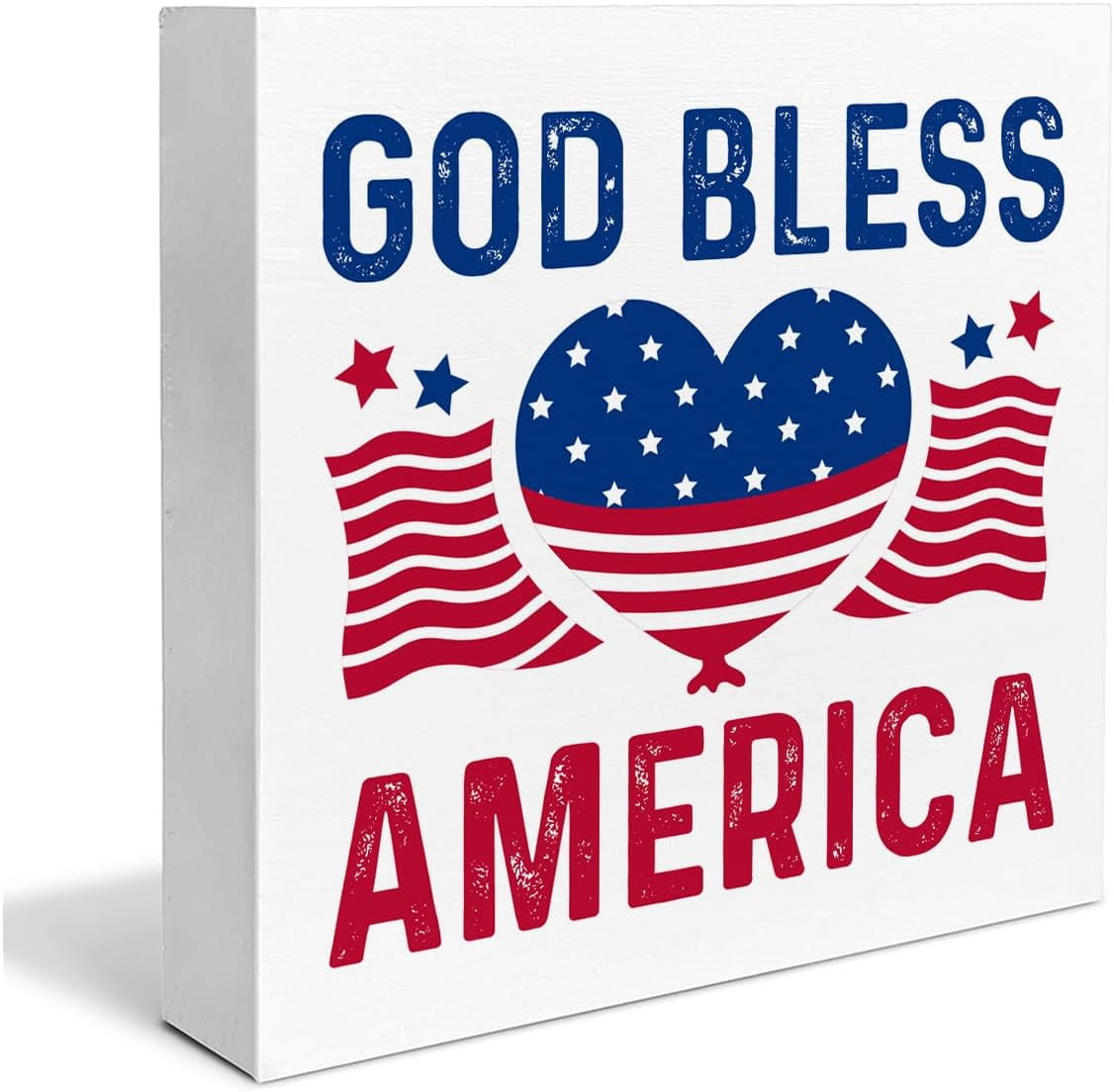 American Flag Sign Independence Day Decor Patriotic Wooden Box Sign God ...