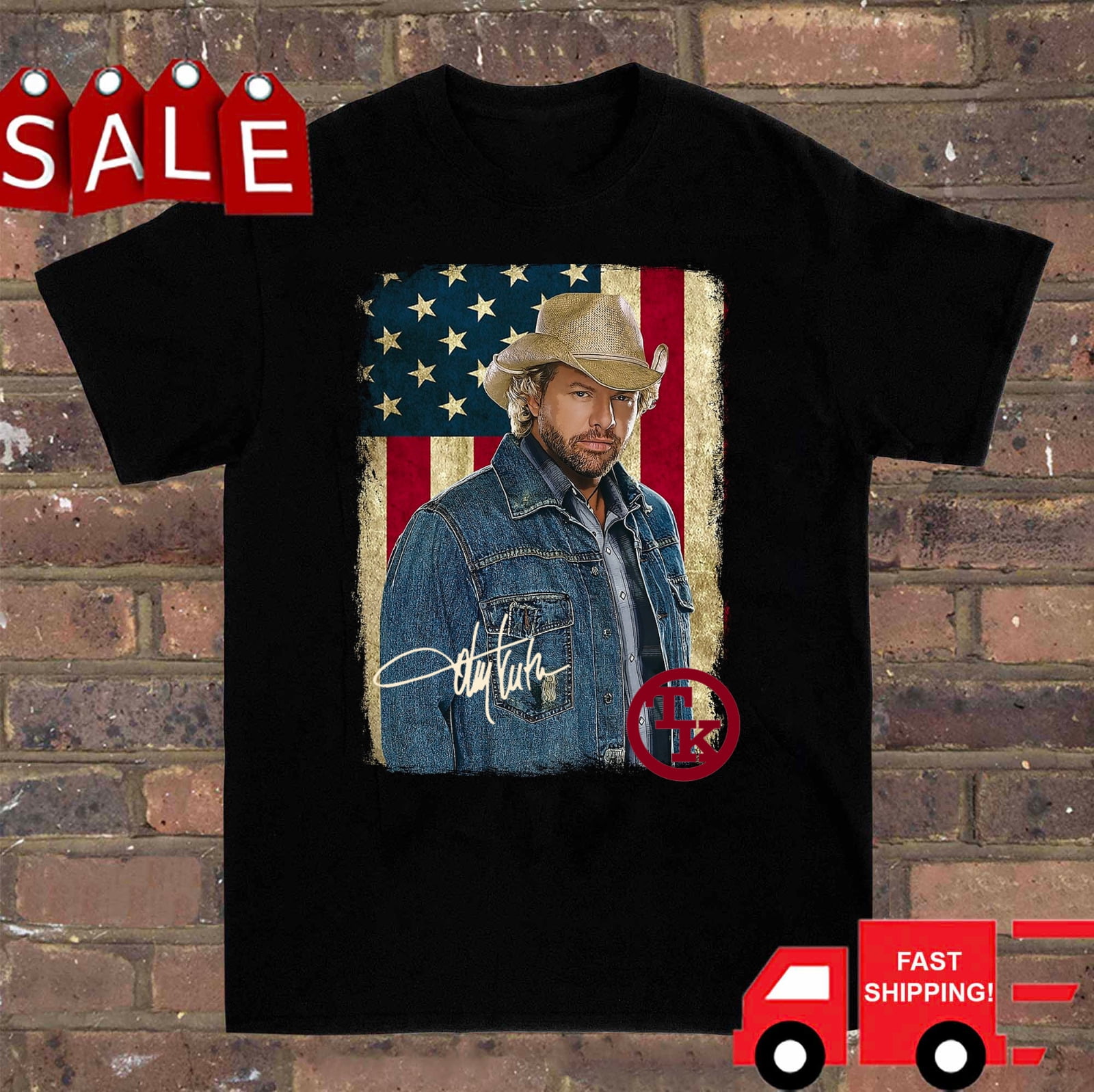 American Flag Signature Toby Keith Shirt Black Mens Unisex S-2345XL ...