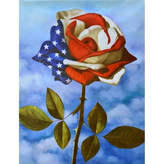 American Flag Single Rose Gallery Wrap Art, Multi Color - Walmart.com