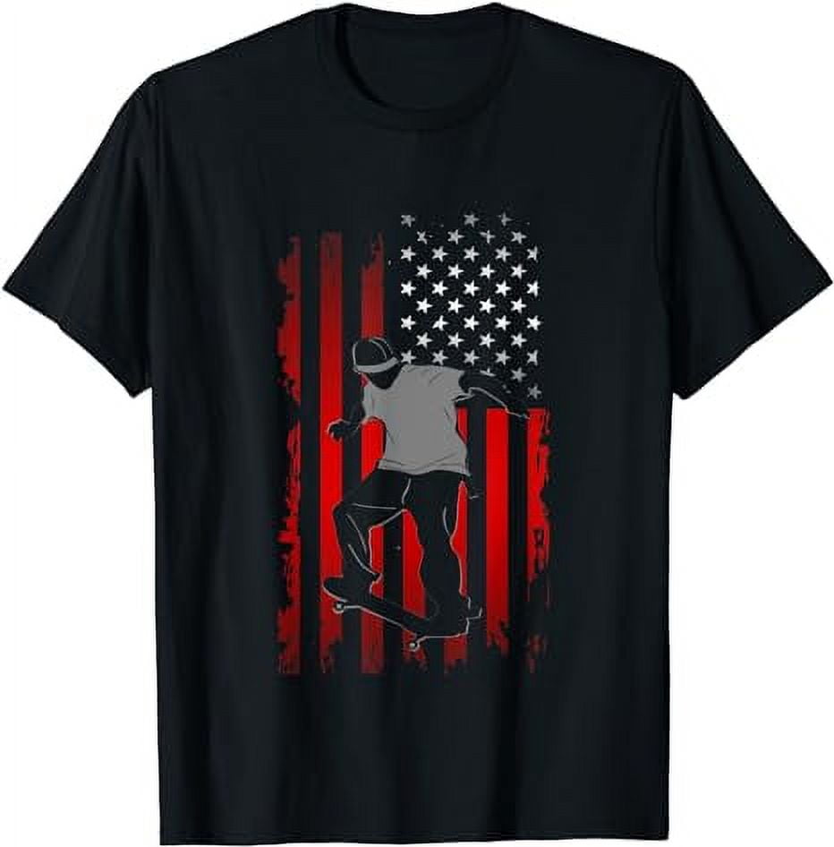 American Flag Skateboard Apparel - Skateboarder Skateboard T-Shirt ...