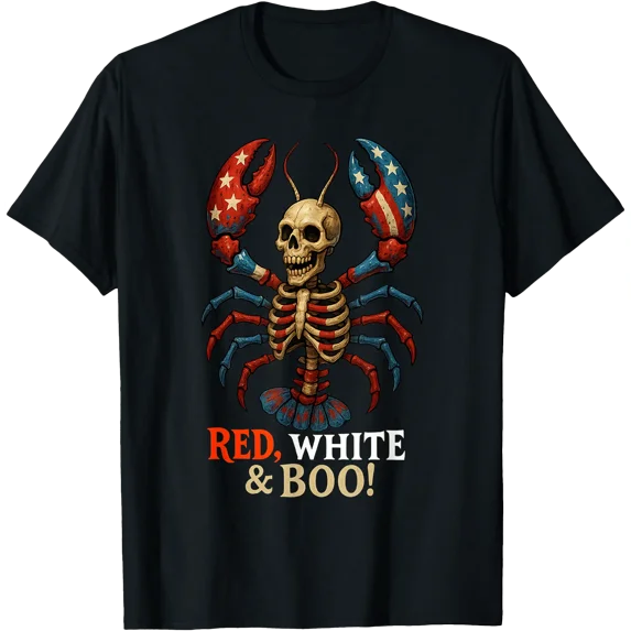 American Flag Skeleton Lobster Patriotic Crawfish July 4th T-Shirt ...