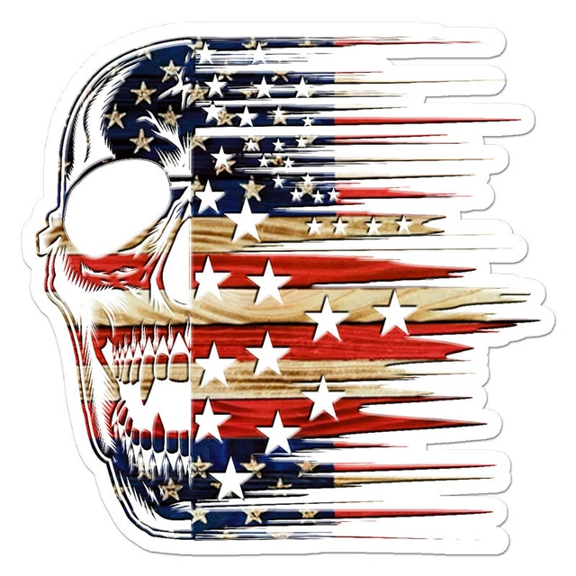 American Flag Skull Sticker Indoor Outdoor Phone Decal Water Bottle ...