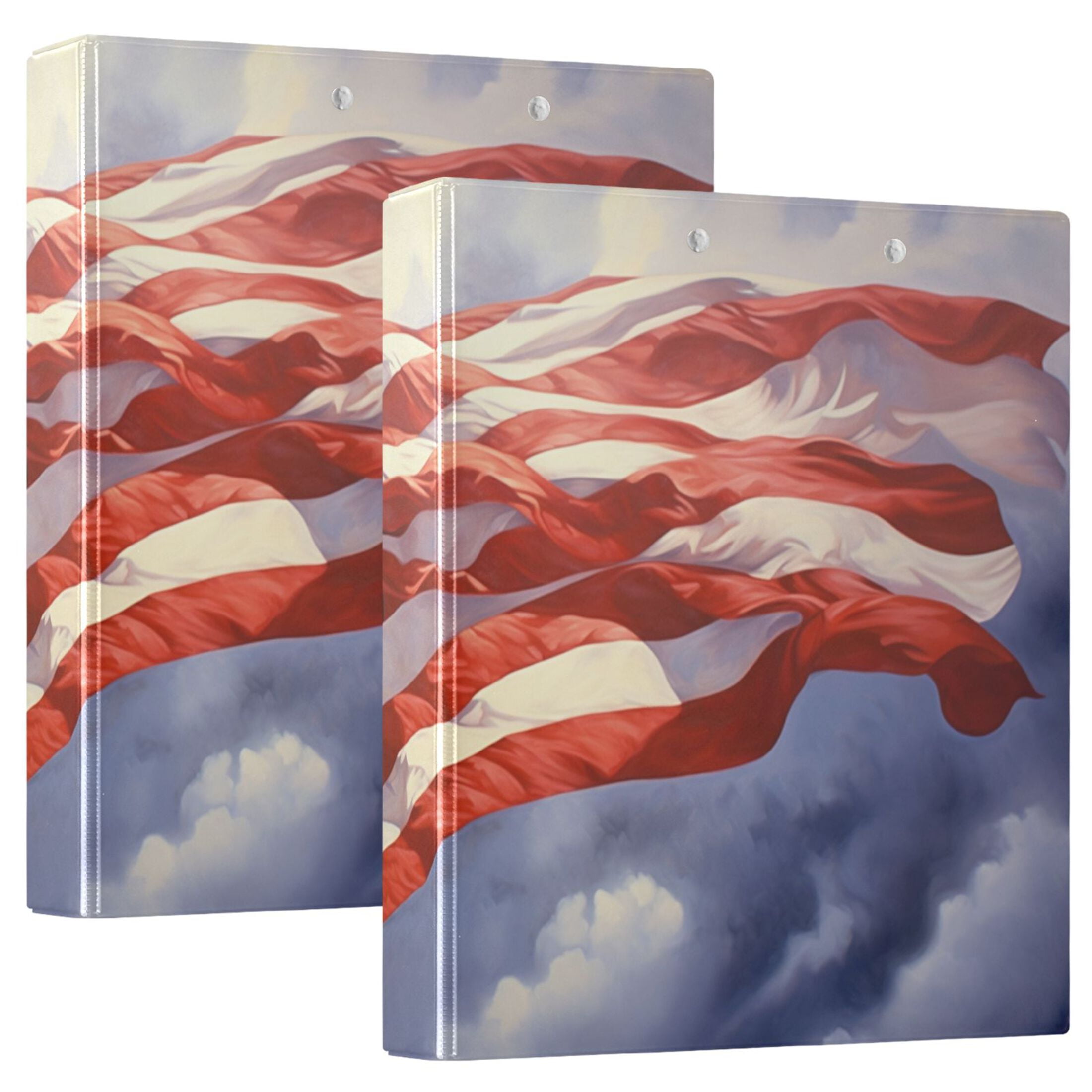 American Flag Sky 3 Ring Binders 1.5 inch Hardcover File Folders with Interior Pockets A4 Size ...