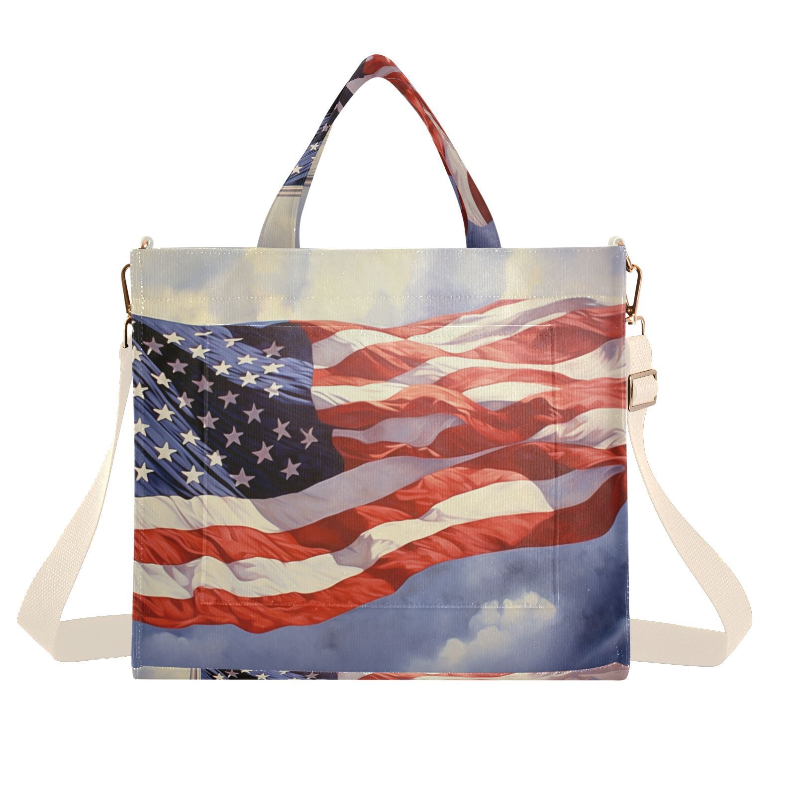 American Flag Sky Corduroy Tote Bag Handbag Large Messenger Bag ...