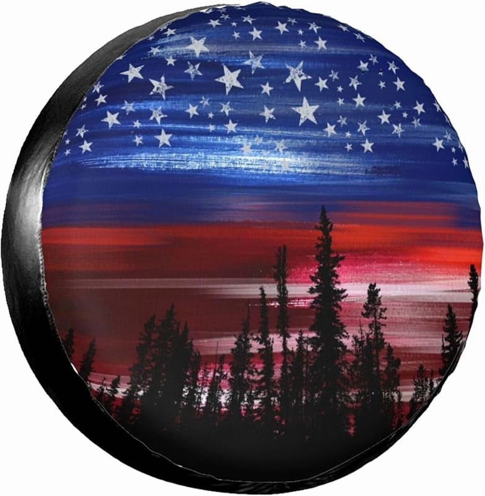 American Flag Sky Spare Tire Cover Wheel Protector Weatherproof Wheel ...