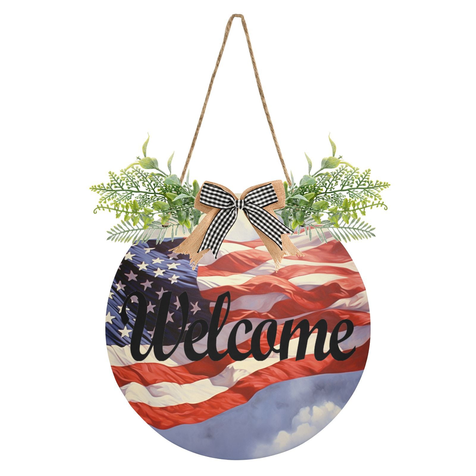 American Flag Sky Welcome Sign for Front Door Wreath Door Sign for ...