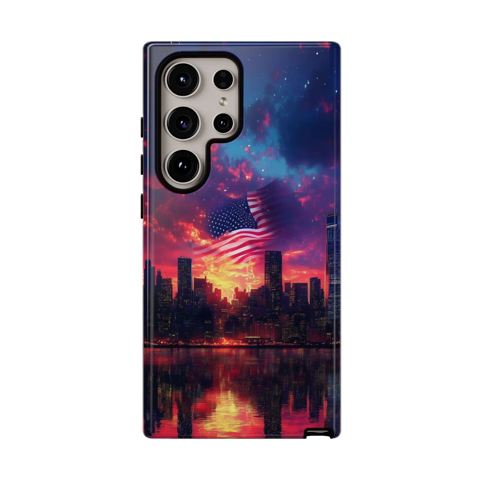 American Flag Skyline Protective Case for iPhone 11 up to 17 Pro Max ...
