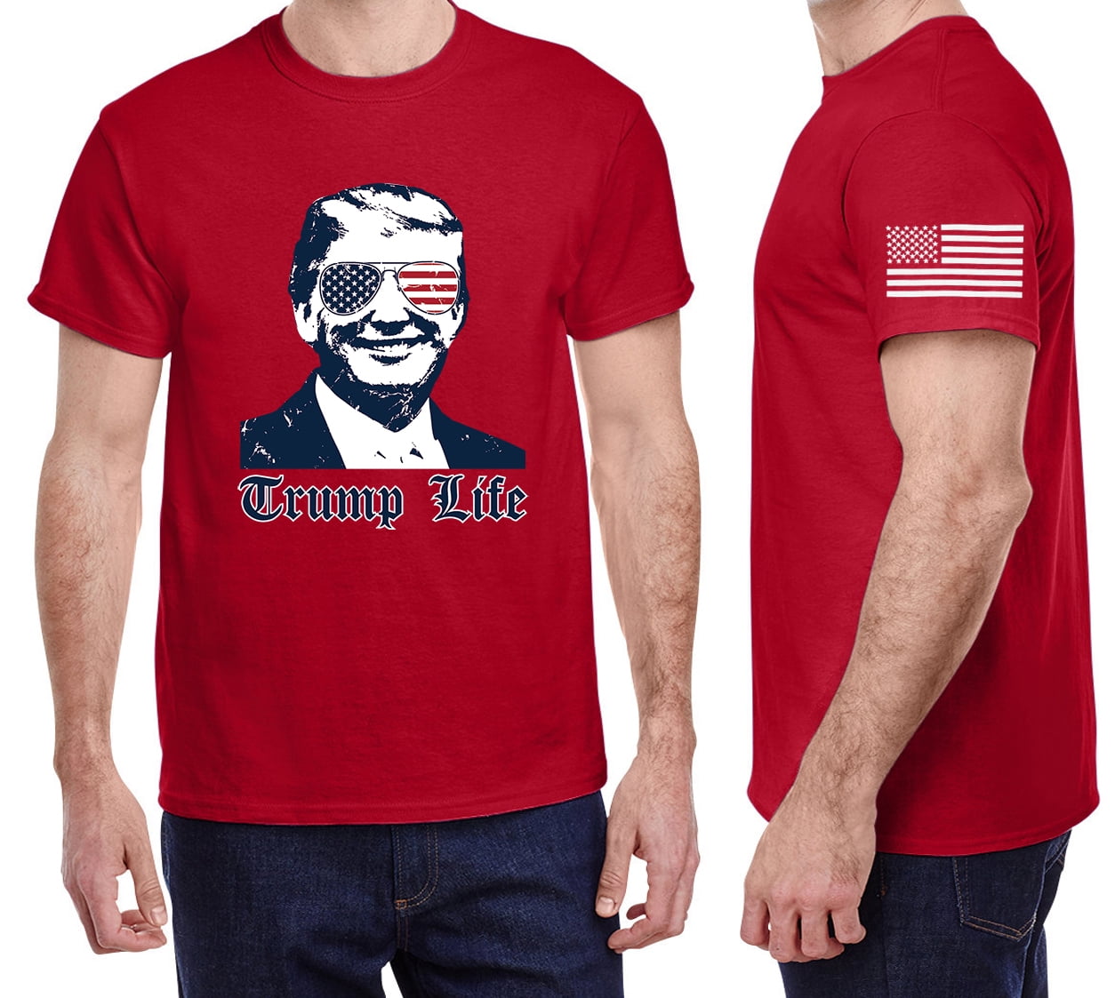 American Flag Sleeve Funny Trump T-shirt Mens Graphic Tees Clothing ...