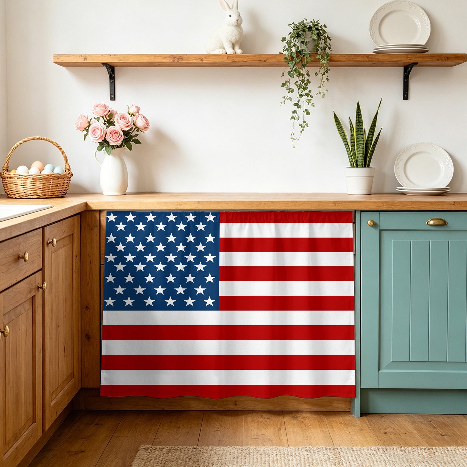 American Flag Small Sink Skirt 10"Wx11"L, Dustproof Under Sink Curtain ...